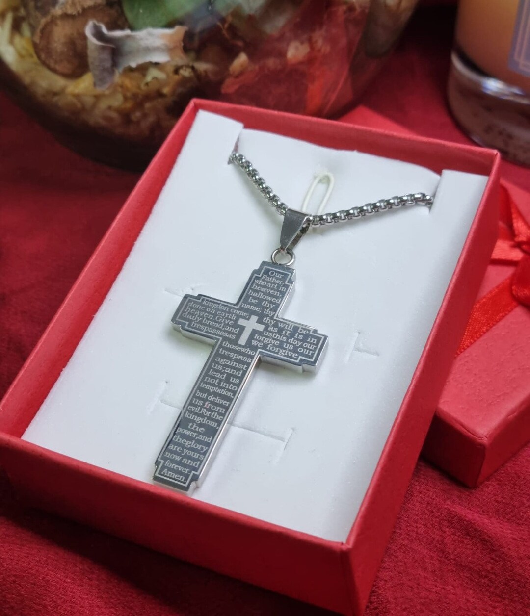 Lords Prayer Cross Necklace, Our Father Cross Chain Necklace, Lord's ...