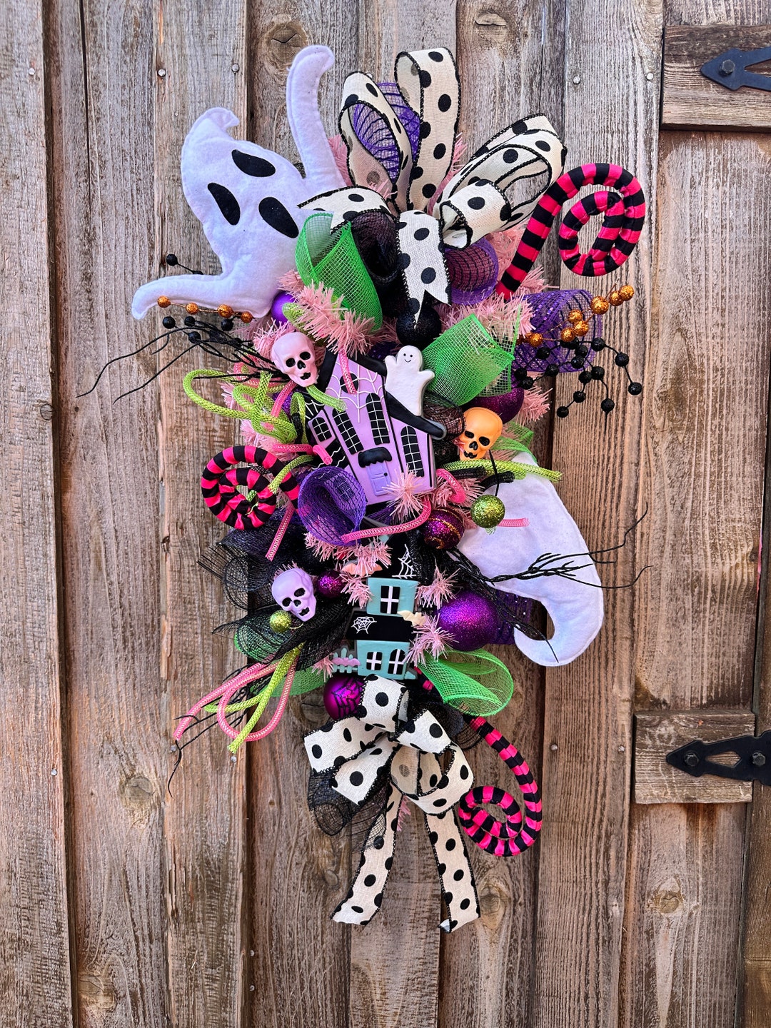 Halloween Ghost Swag Wreath Ghost Decorations Halloween - Etsy