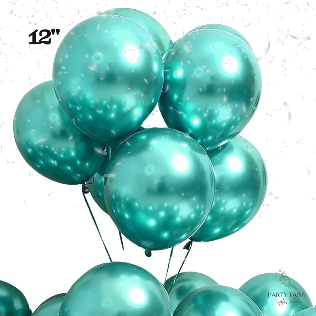 12" Emerald Green Chrome Balloons | Latex Metallic Party Balloons ...