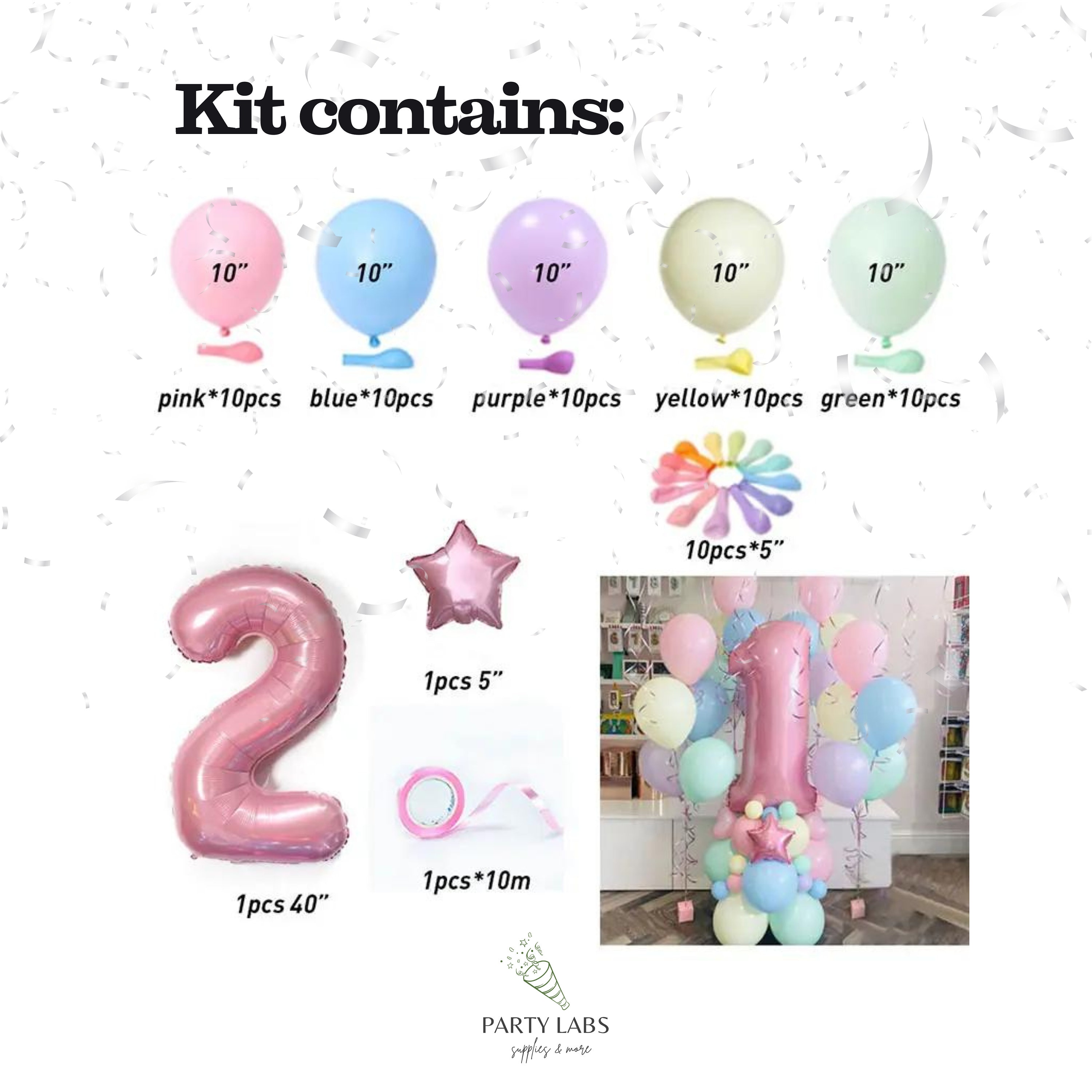 Birthday Pastel Balloon DIY Kit | Birthday Party Balloon Decoration for ...