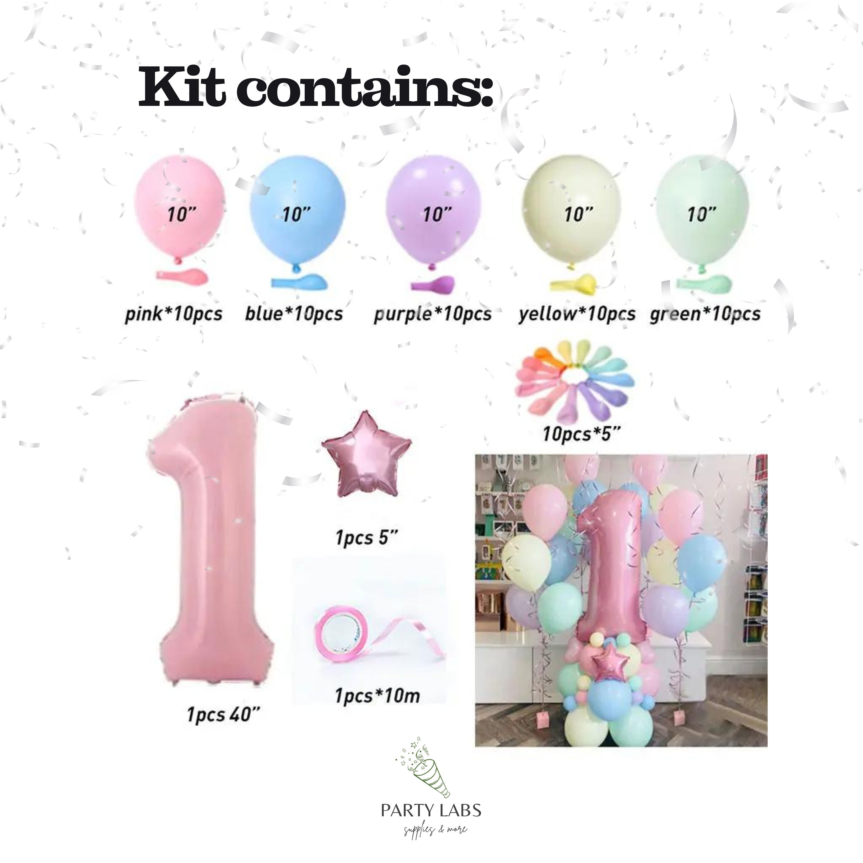 Birthday Pastel Balloon DIY Kit | Birthday Party Balloon Decoration for ...
