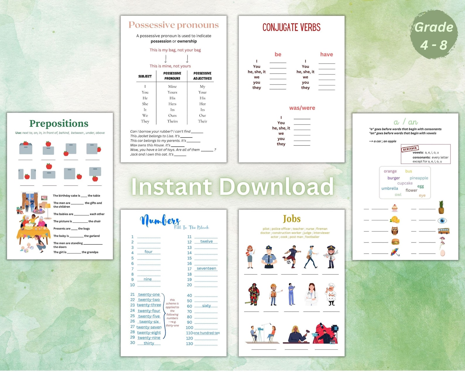Back to School Study Material : English Version. Printable Study Sheets ...