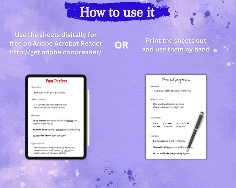 English Tenses. Back to School Printable Learning Sheets With ...