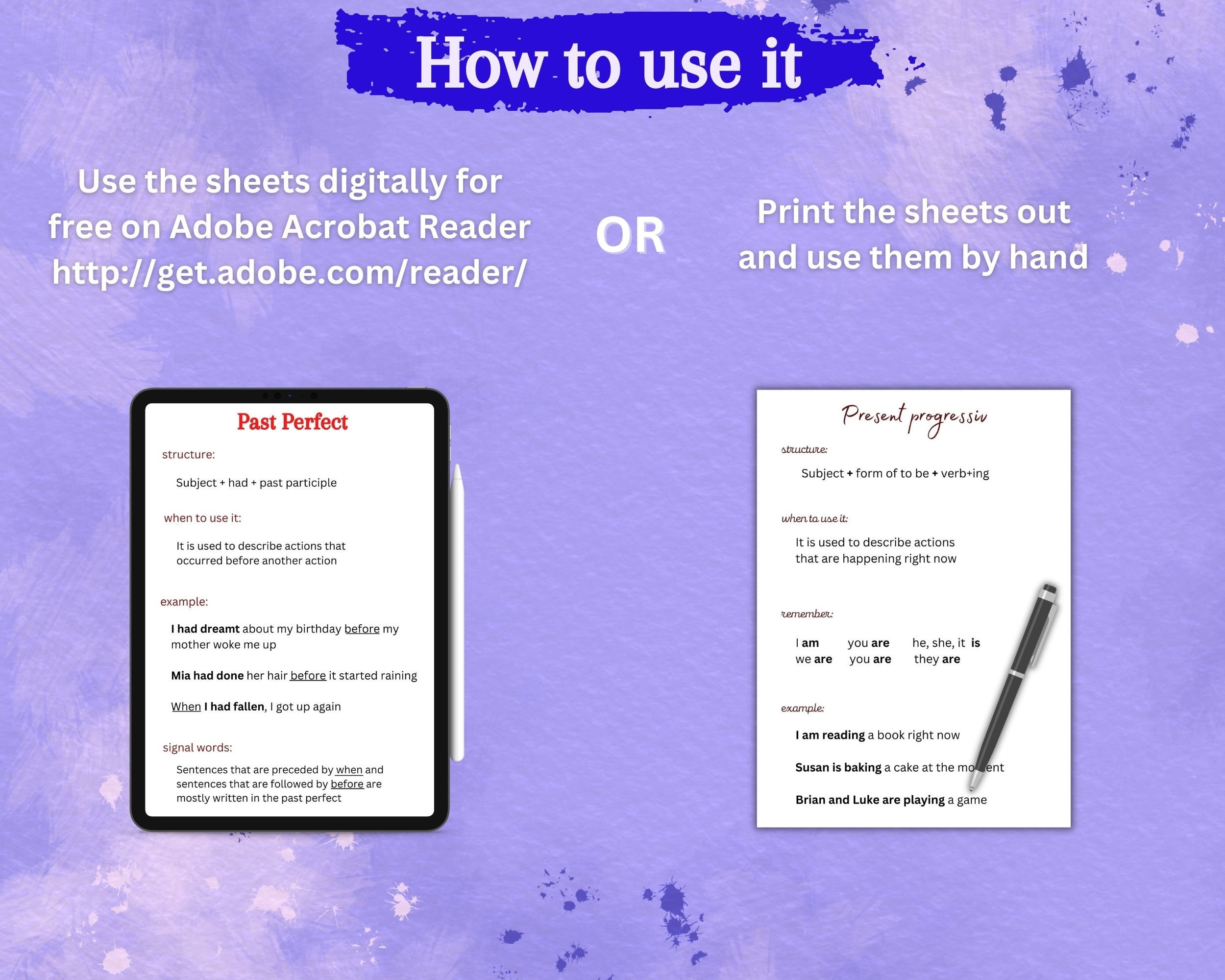 English Tenses. Back to School Printable Learning Sheets With ...