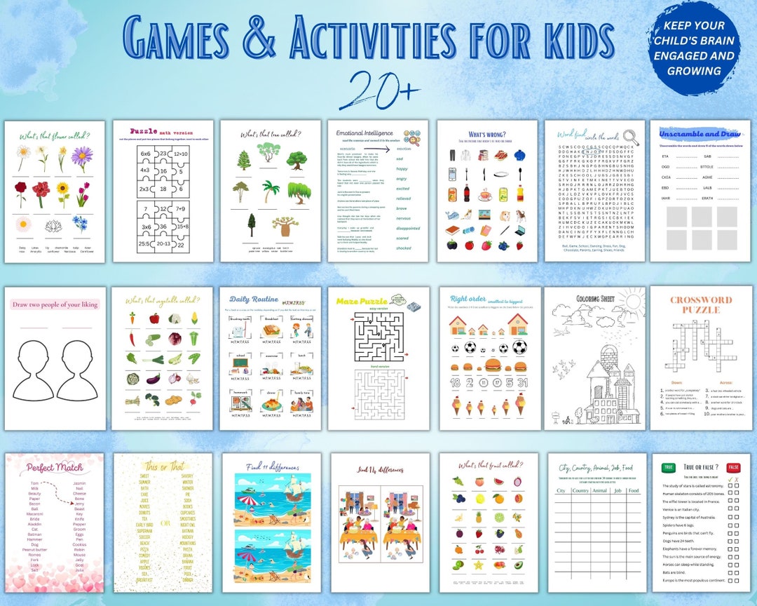 Games & Activities for Kids #1 , Entertaining and Teaching Printable ...