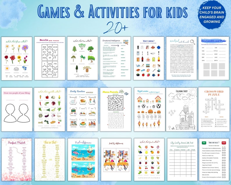 Games & Activities for Kids #1 , Entertaining and Teaching Printable ...