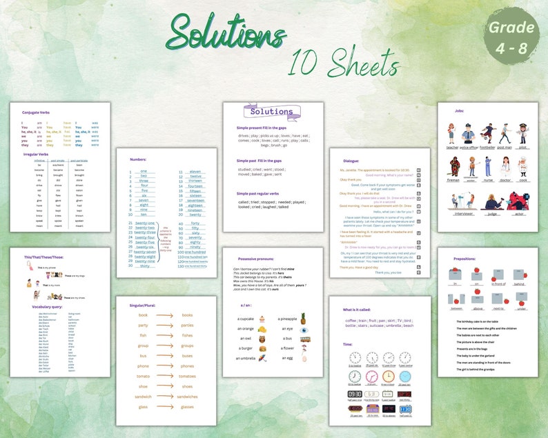Back to School Study Material : English Version. Printable Study Sheets ...
