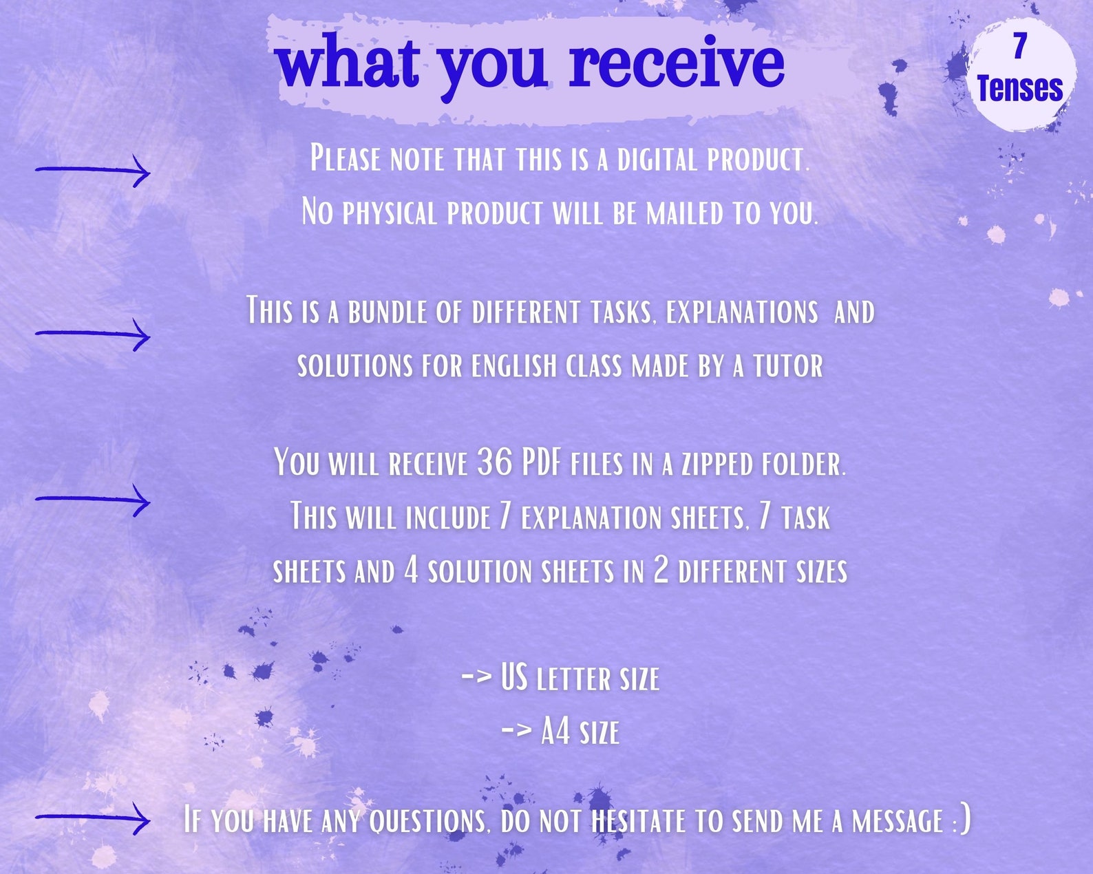 English Tenses. Back to School Printable Learning Sheets With ...