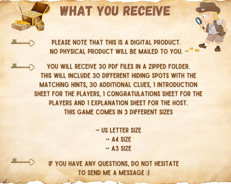 Indoor Treasure Hunt, Birthday Treasure Hunt, Printable Games for Kids ...