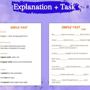English Tenses. Back to School Printable Learning Sheets With ...
