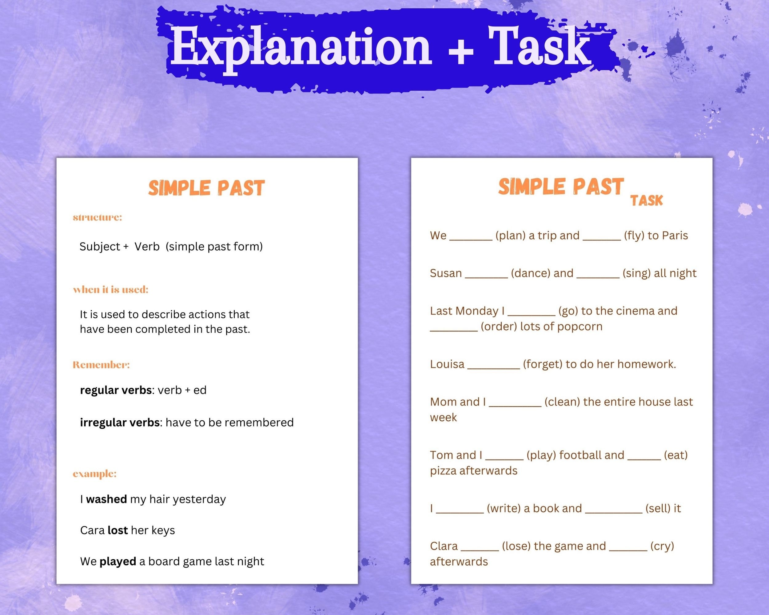 English Tenses. Back to School Printable Learning Sheets With ...