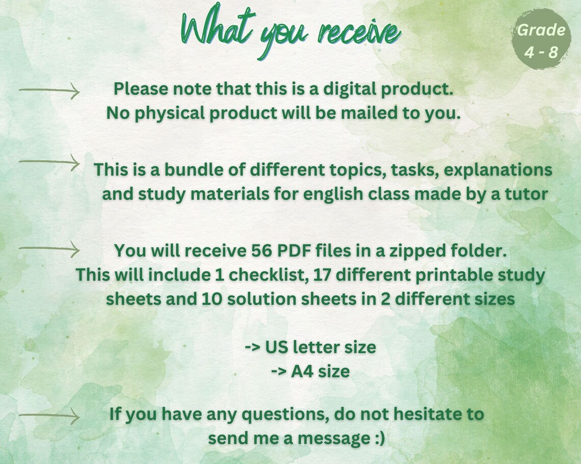 Back to School Study Material : English Version. Printable Study Sheets ...