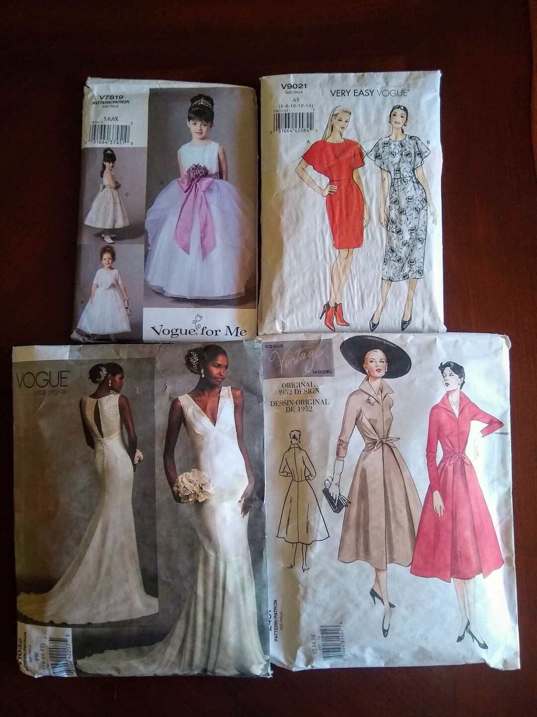 Uncut Assortment of Vogue Patterns Lot of 4, V7819, V1032, 2401, V9021 ...