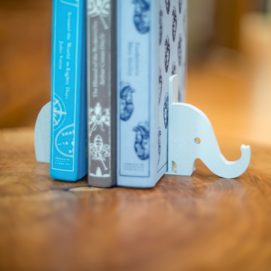 2D Elephant Bookends 3D Printed Safari Book Holder - Etsy