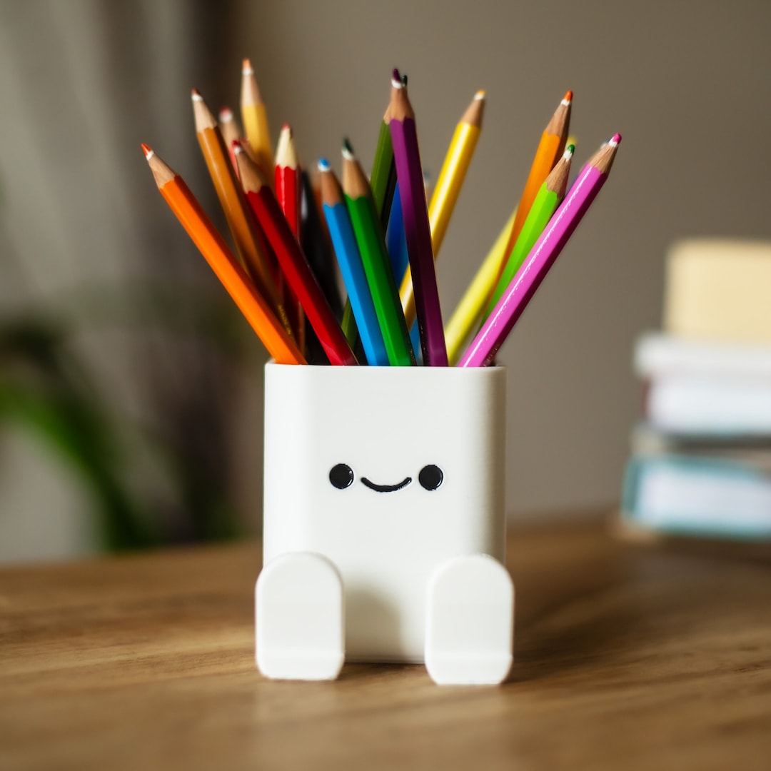 Smiley Square Pen Pot | Office and Home Decor | Stationary Holder ...