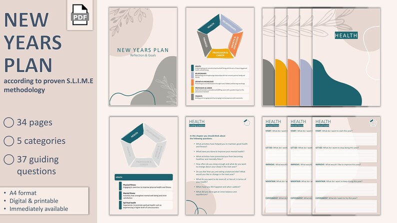 NEW YEARS PLAN 2024 (english) - Reflection, Goals, New Year, Review ...