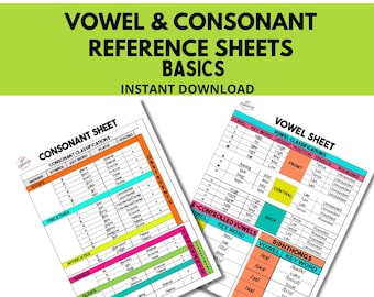 Phonetics Consonant & Vowel Reference Sheets, SLP Consonant and Vowels ...