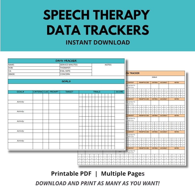 Speech Therapy Data Collection, Speech Therapy Data Logs, SLP Data Trackers - Etsy