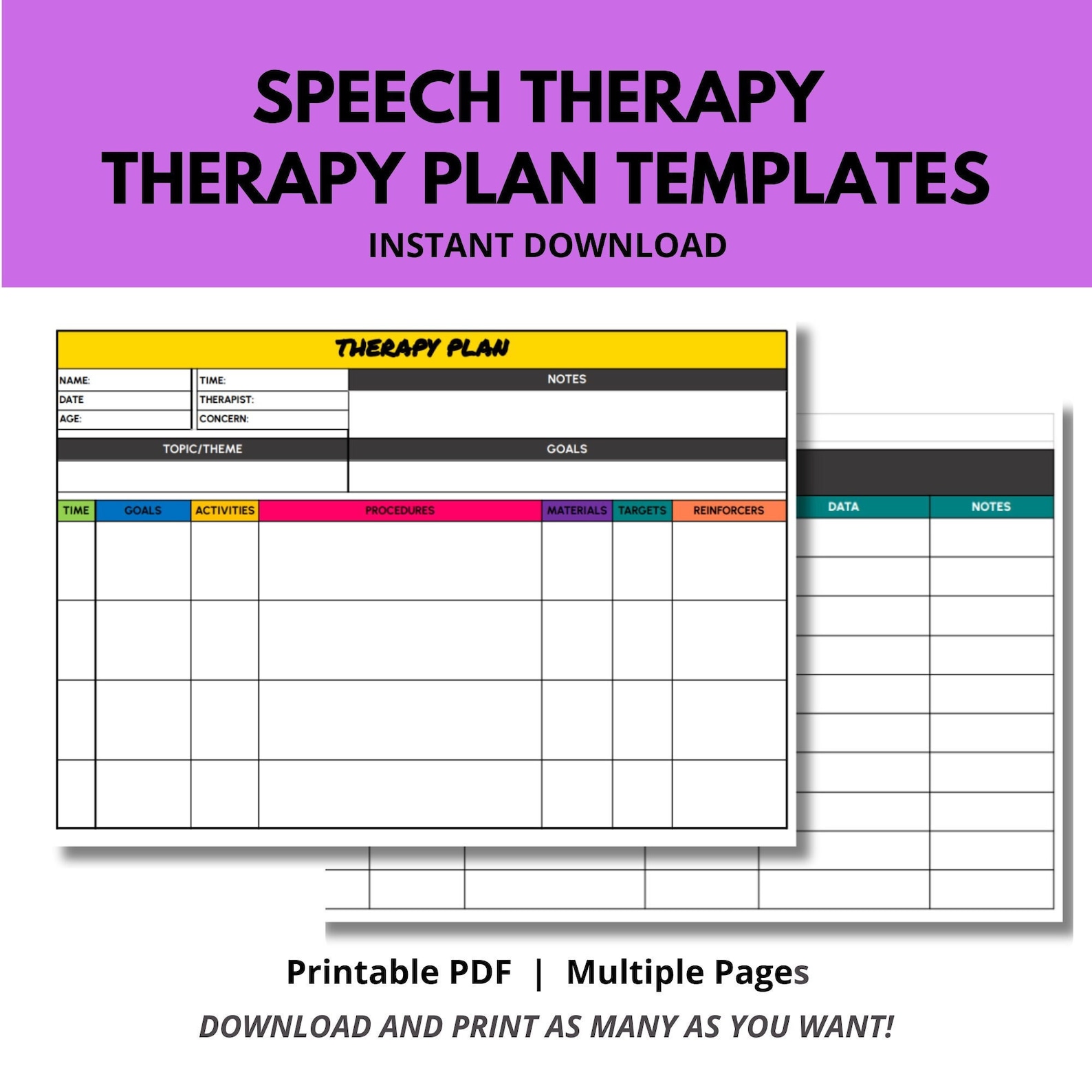 Speech Therapy Lesson Plan Templates: Pediatric Settings (digital ...