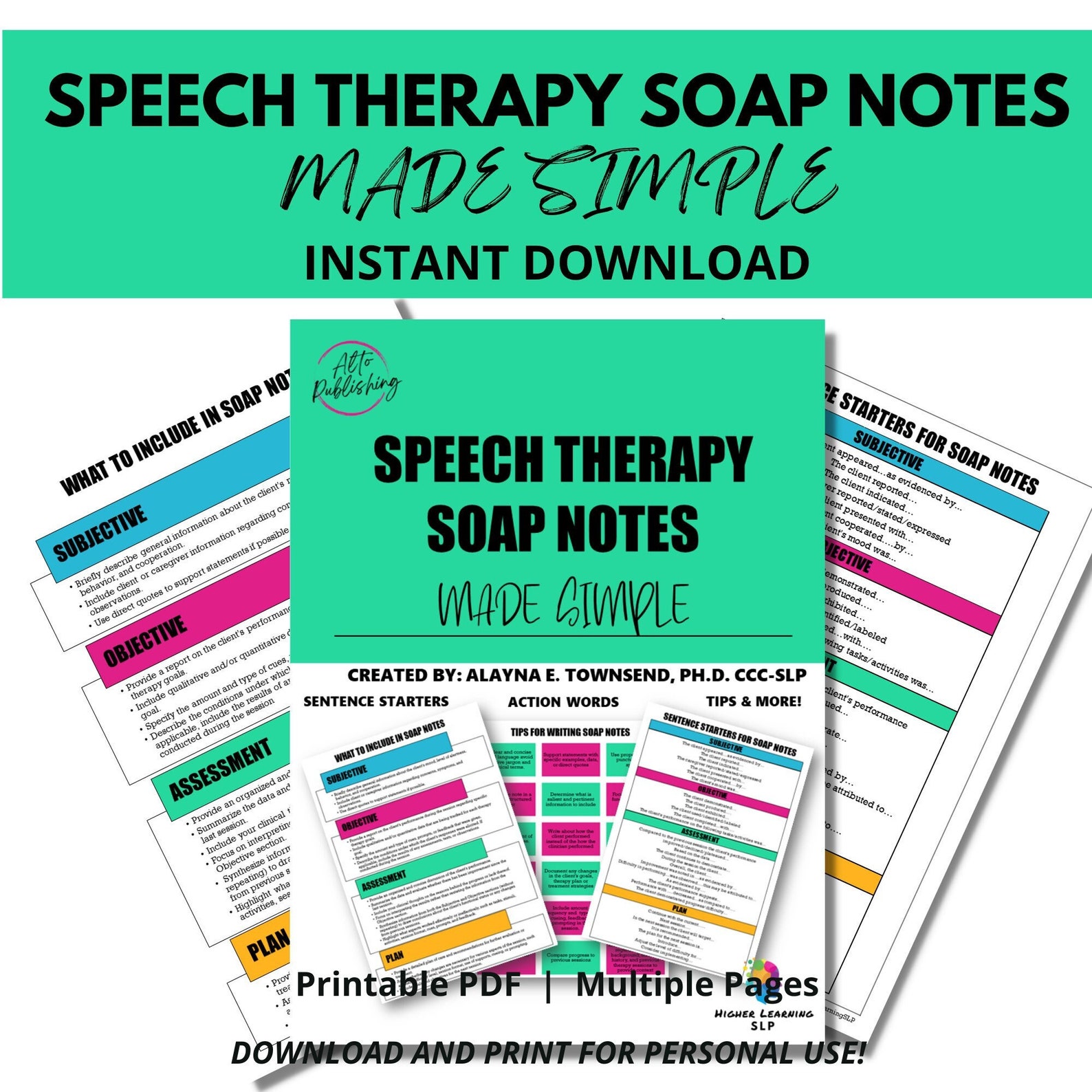Speech Therapy SOAP Notes, SLP Notes, SOAP Notes for Slps, Speech ...
