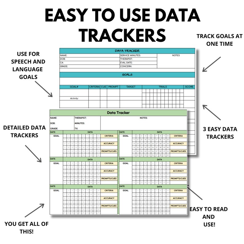 Speech Therapy Data Trackers: SLP Data Collection Logs (digital ...