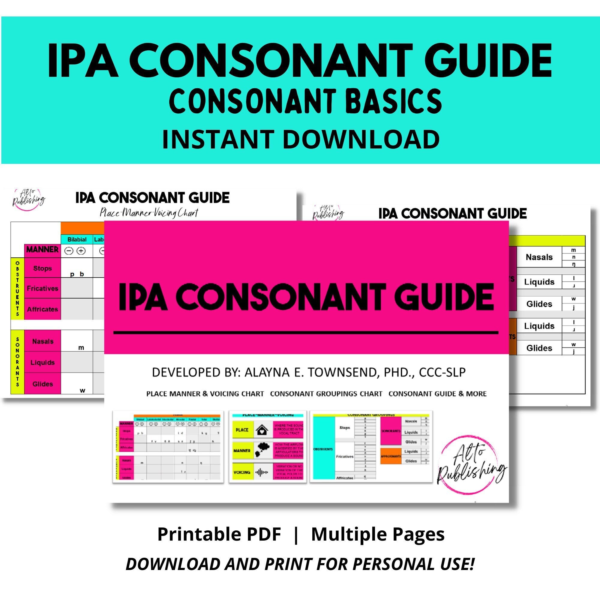 IPA Consonant Guide: Speech Therapy Printable (digital Download) - Etsy