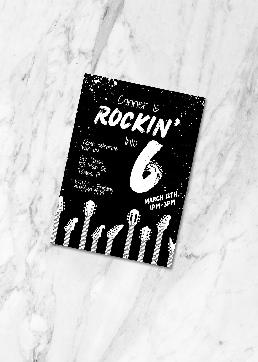 Rockstar Birthday Invitation | Rocker | Turning 1, 2, 3, 4, 5, 6, 7, 8 ...