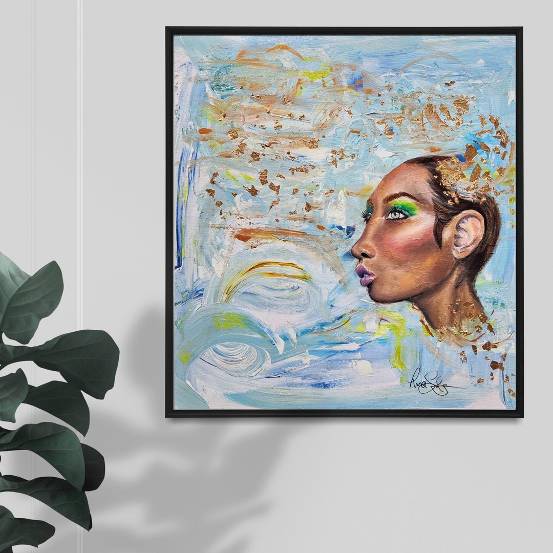 Vanishing Muse - Original Painting of Head of a Woman Vanishing With ...