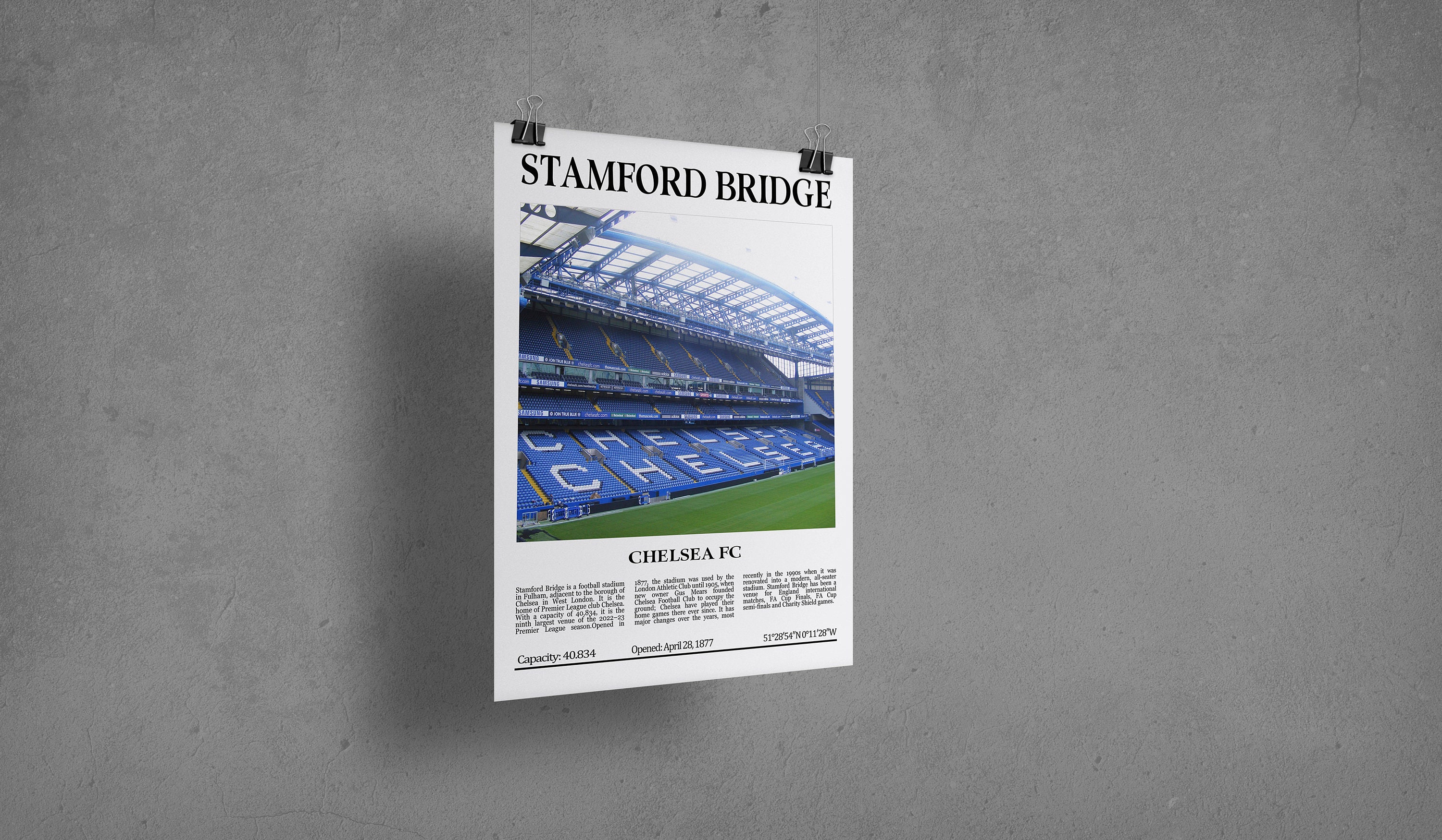 Chelsea Poster, Stamford Bridge Stadium Poster, Wall Art, Wall Decor ...