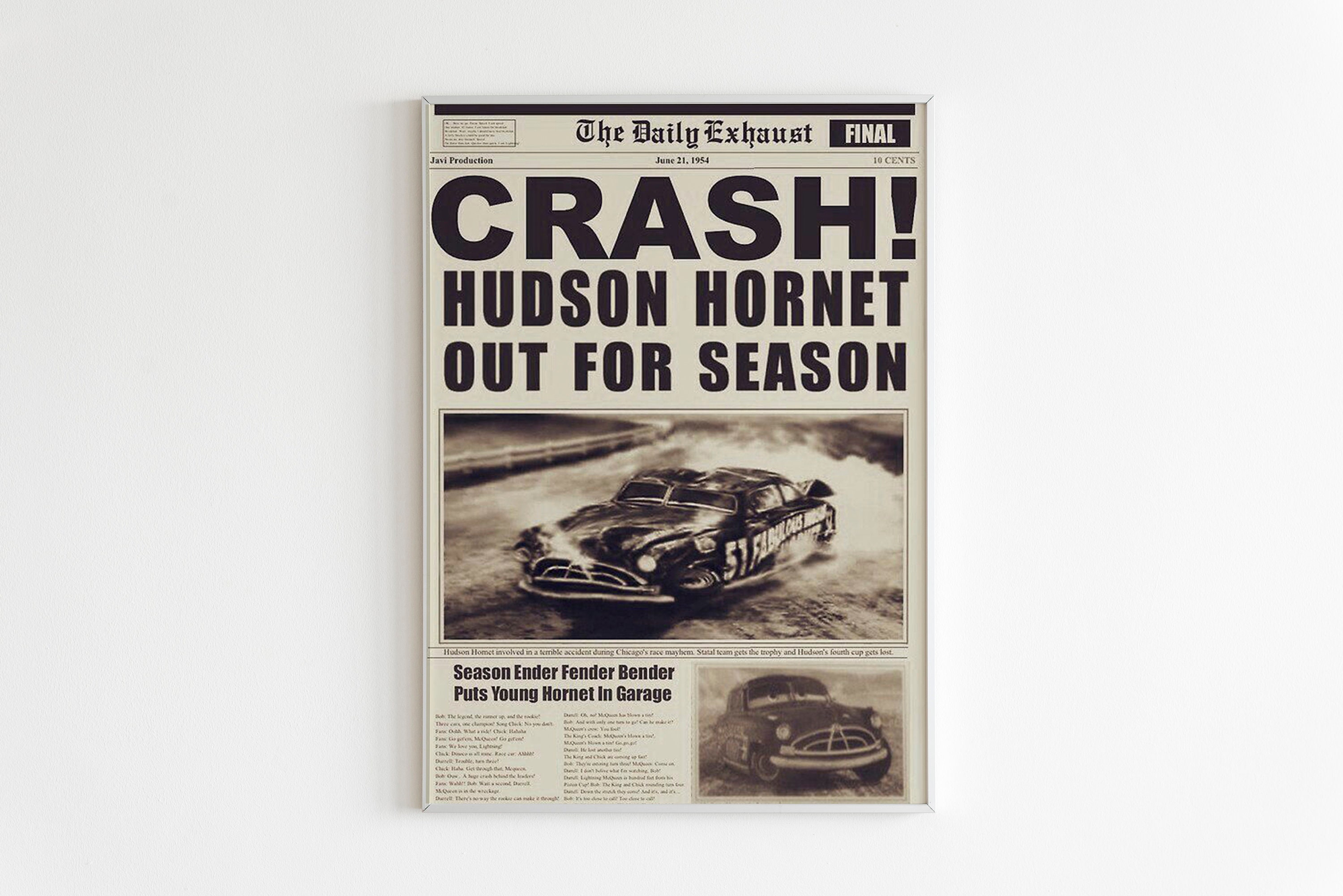 Cars Movie Poster, Hudson Hornet, High Quality Poster, Premium Product ...