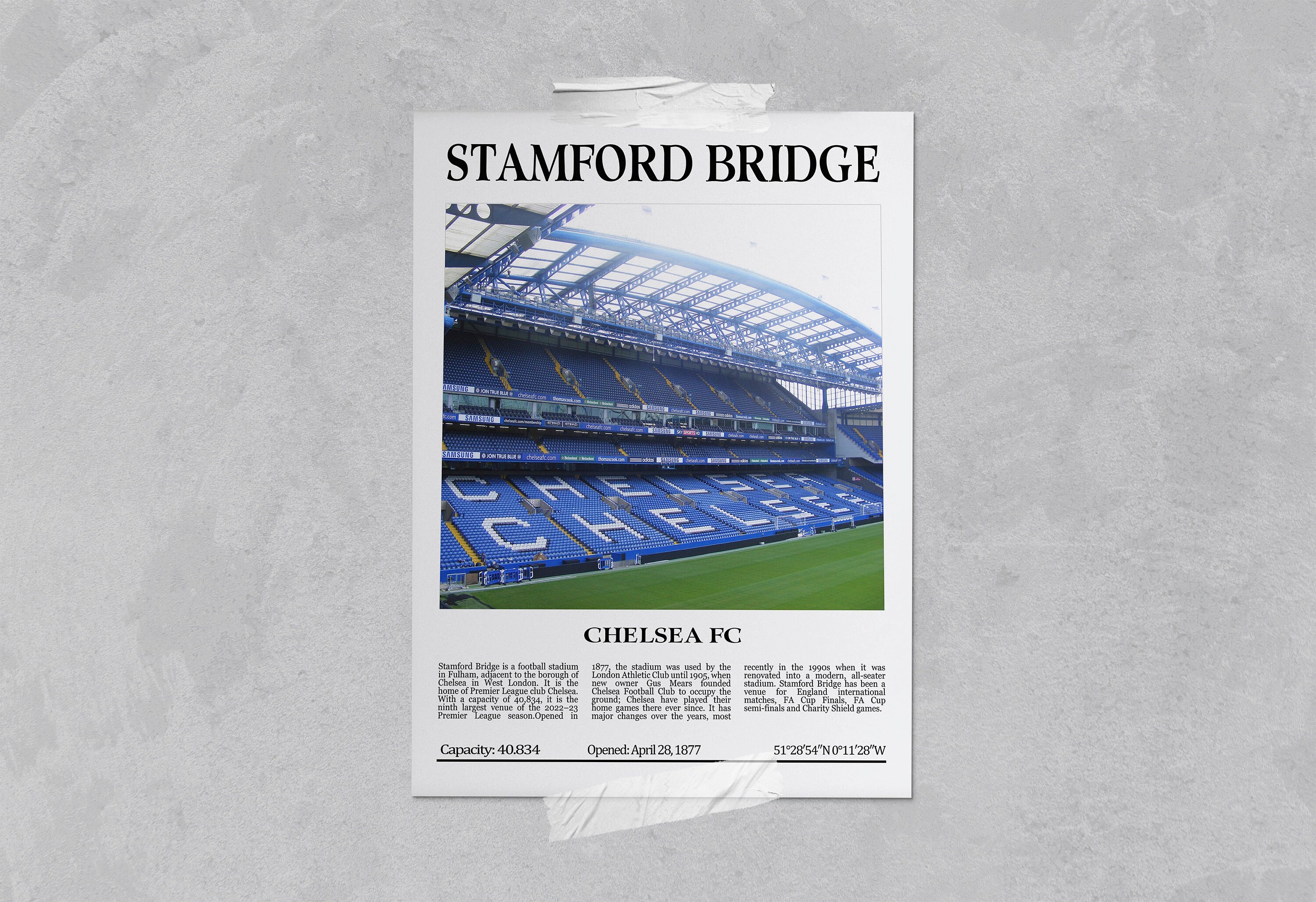 Chelsea Poster, Stamford Bridge Stadium Poster, Wall Art, Wall Decor ...