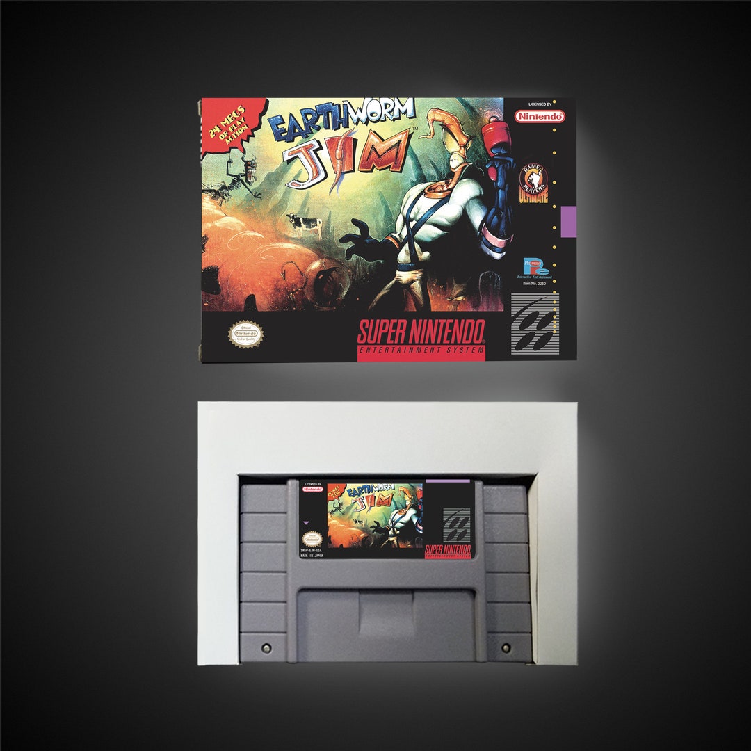 Earthworm Jim Game Super Nintendo Snes Retro USA Ntsc hand - Etsy