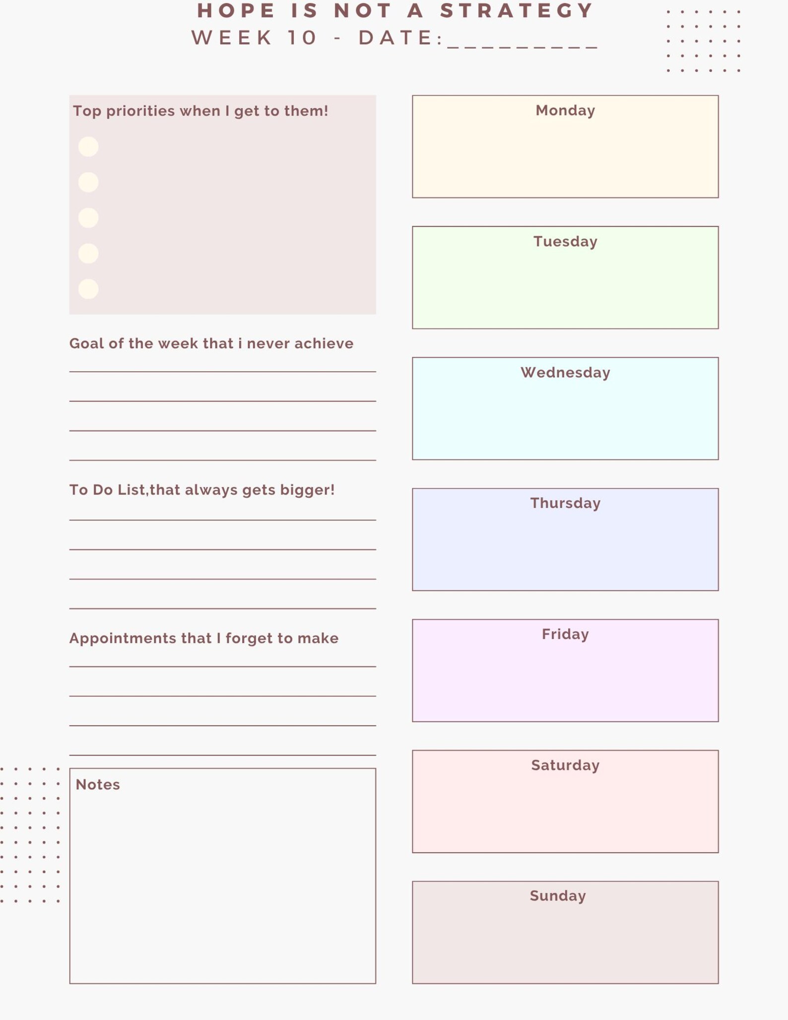 Snarky Weekly Planner: Plan It. Ignore It. Panic Later. (printable PDF ...