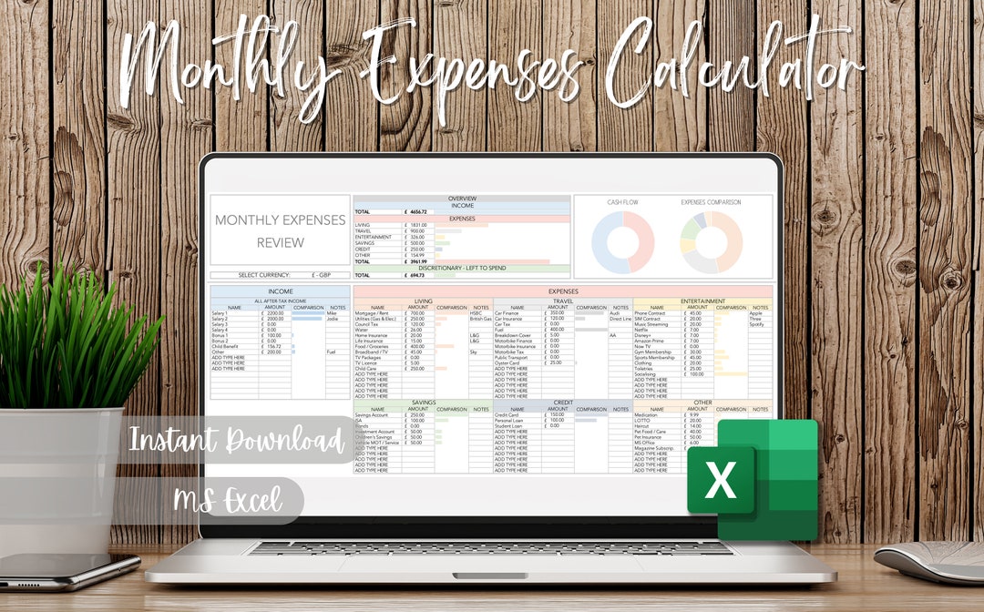 Monthly Expenses Calculator - Etsy