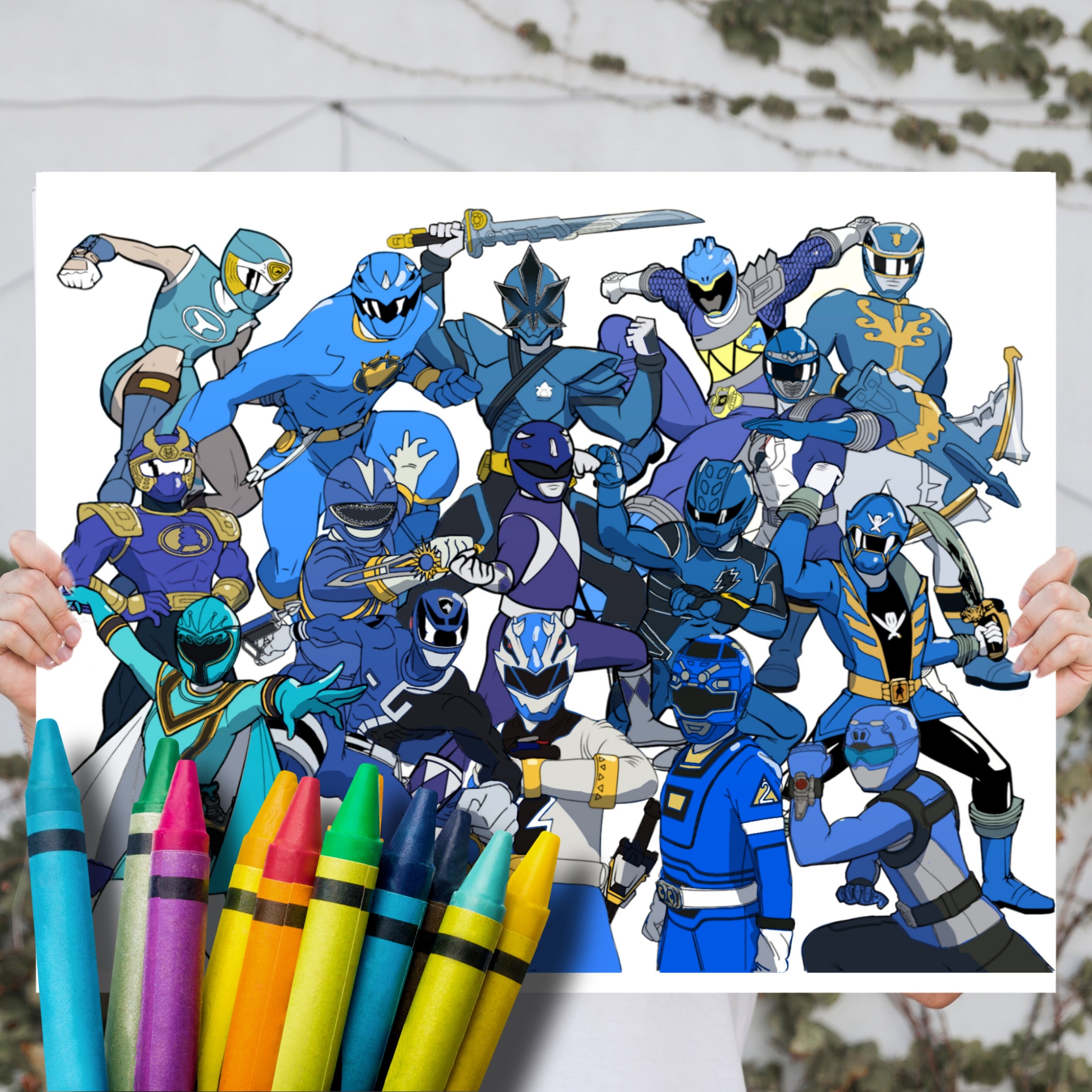 Custom Power Rangers Poster Blue Ranger Coloring Poster Kids - Etsy
