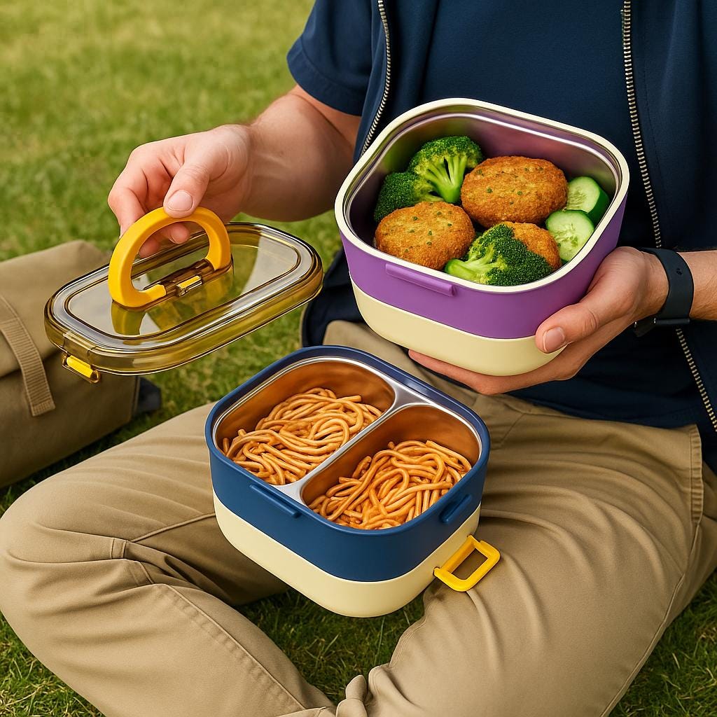 Portable Bento Lunch Box Stainless Steel 2 Tier Travel Food Container ...