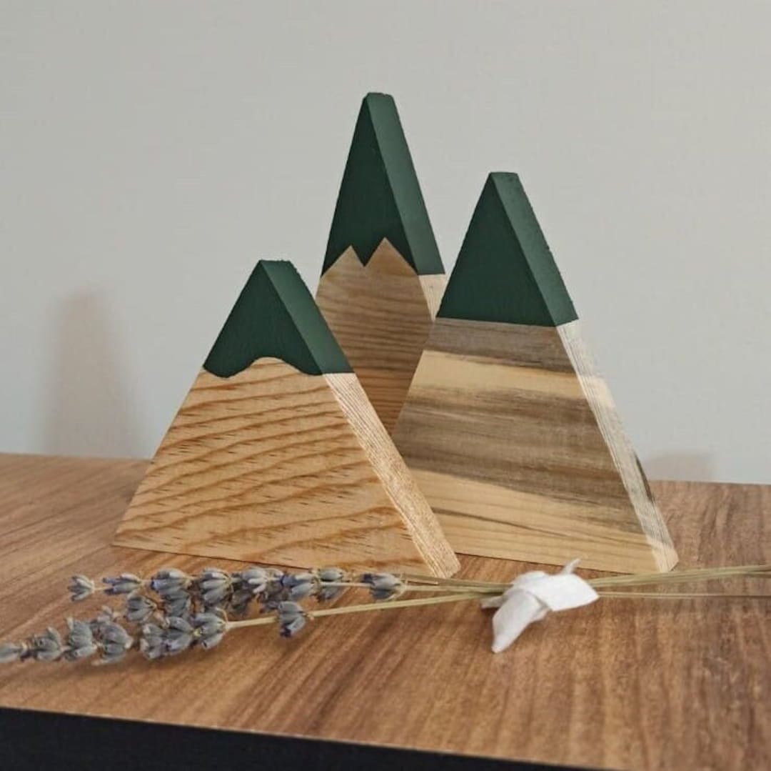 Wooden Mountain Decor, Woodland Theme Decor and Home Gift, Handmade ...