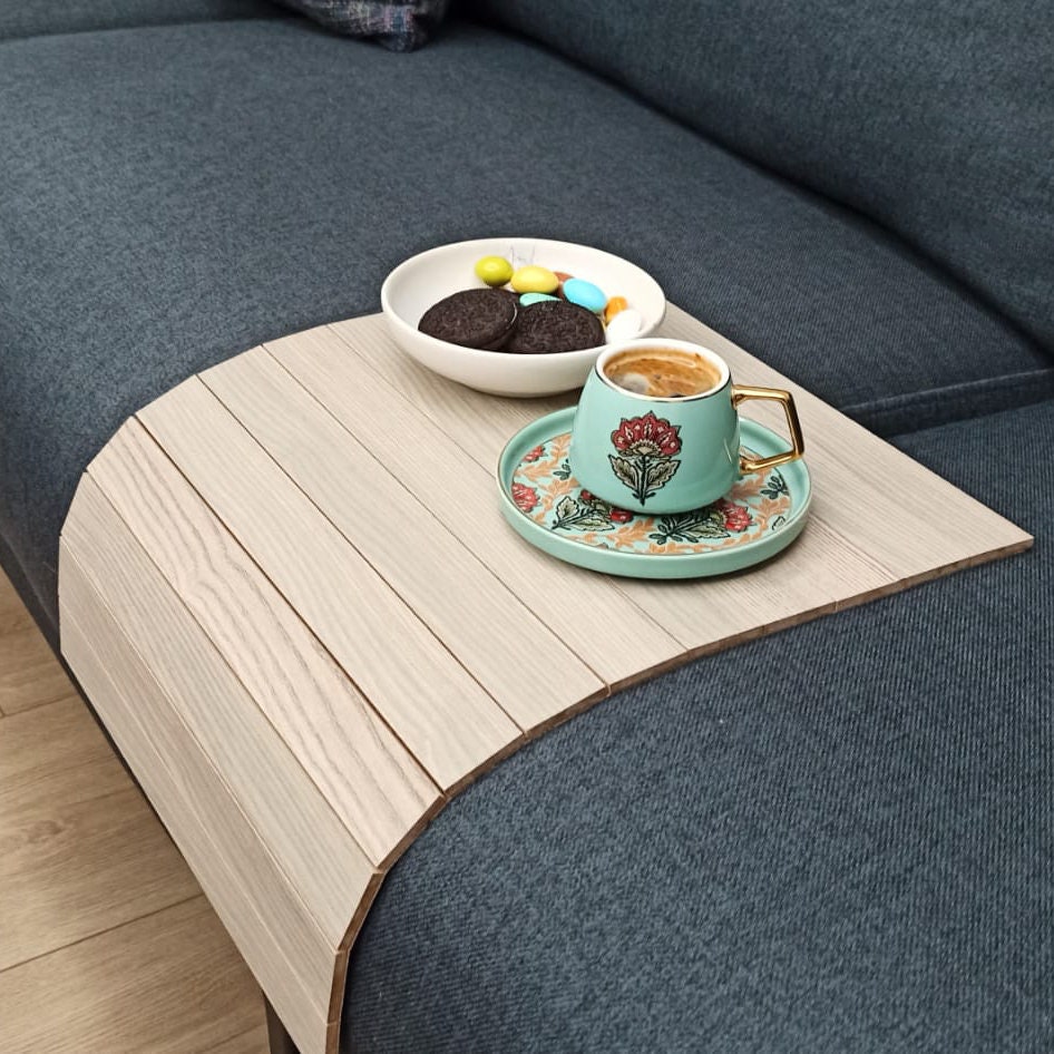 Wooden Sofa Arm Table, Foldable Side Table, Placemat Seat Edge Portable ...