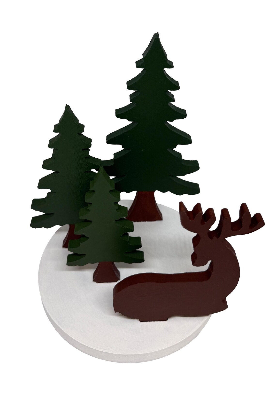 Wooden Deer and Trees Tabletop Decor, Minimalist Woodland Shelf Accent ...