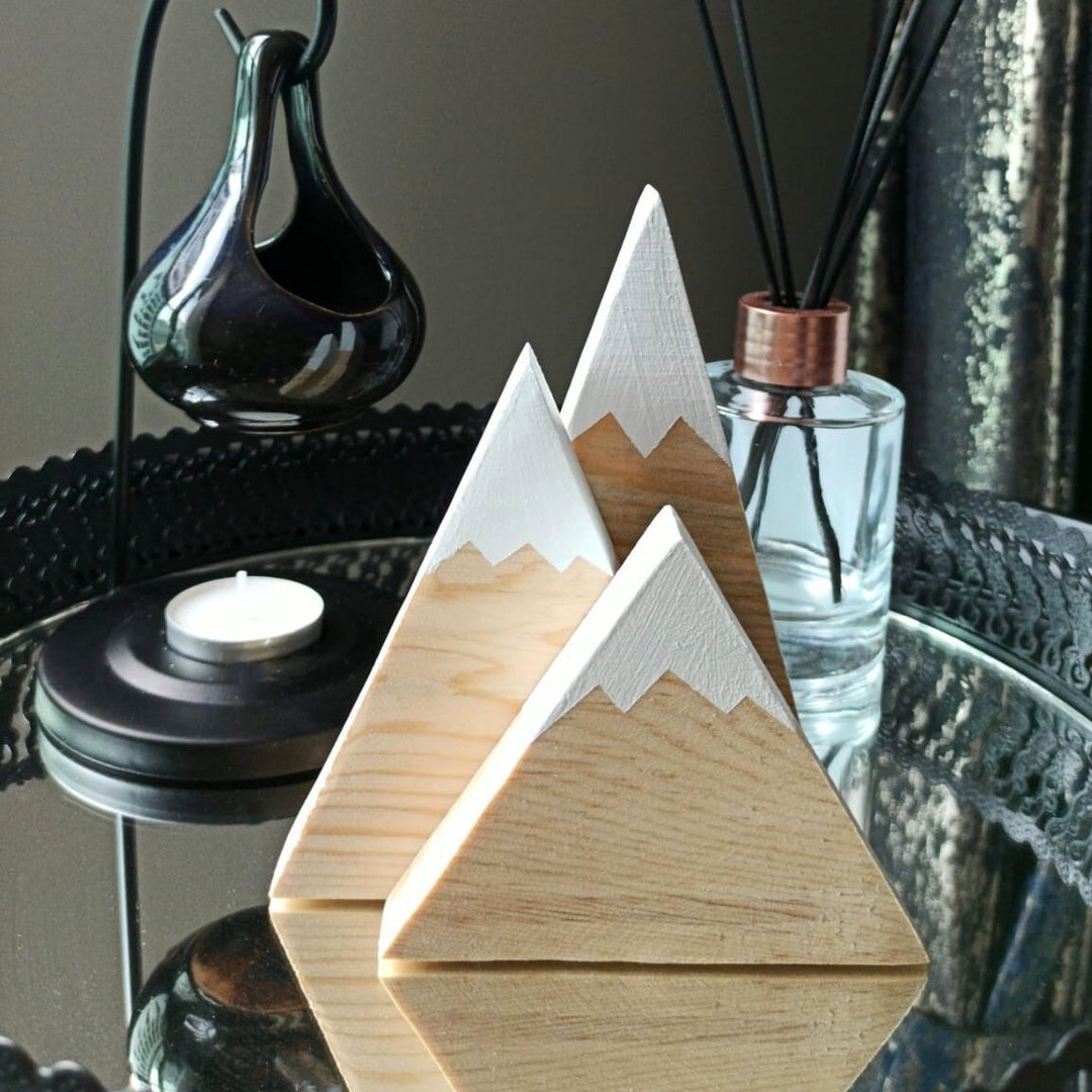 Wooden Mountain Decor, Woodland Theme Decor, Handcrafted Wall Art ...