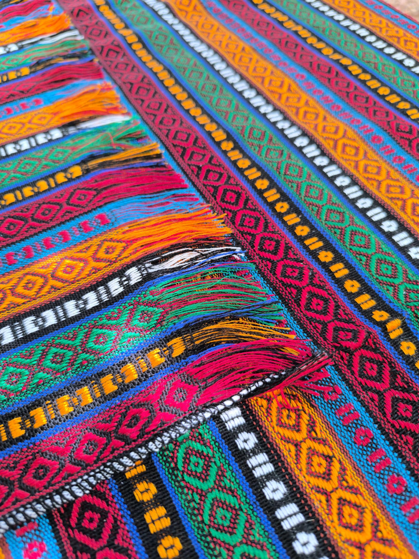 Kurdish Hand-woven • Ethnic Pattern Tablecloth • Kilim Woven Fringed ...