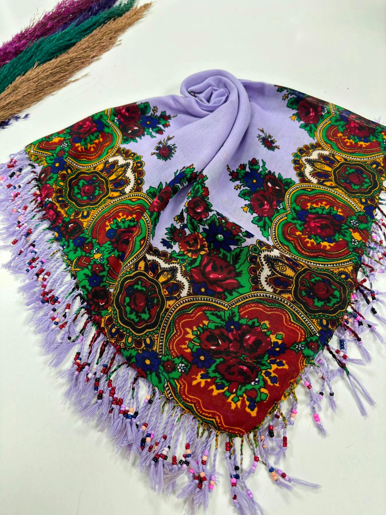 Handmade Ethnic Folk Boho Russian Slavic Babushka Floral Patterned ...