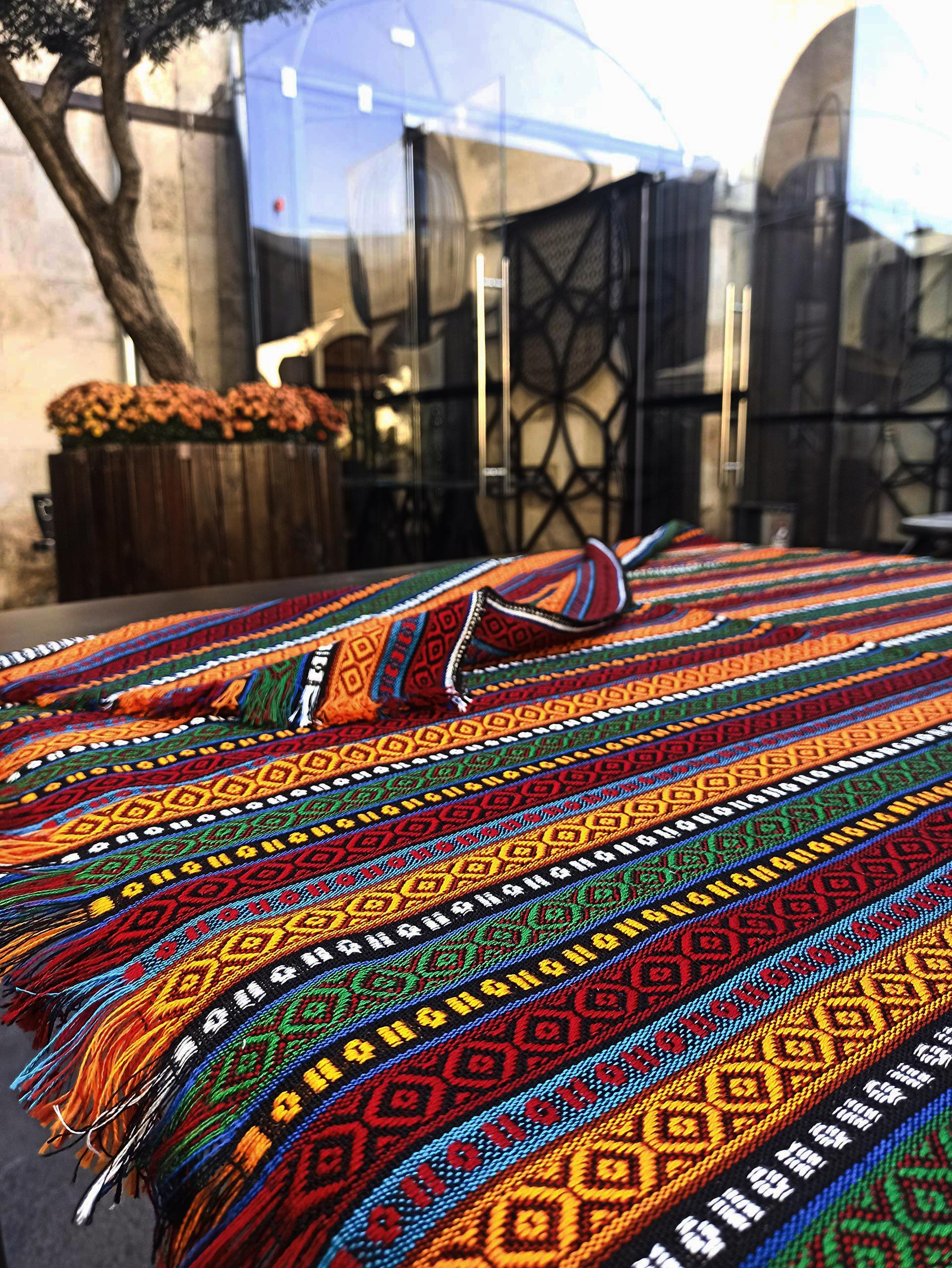 Kurdish Hand-woven • Ethnic Pattern Tablecloth • Kilim Woven Fringed ...