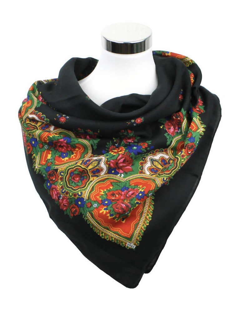 Kurdish Floral Scarf • Black Ethnic Shawl • Boho Folk Style - Etsy