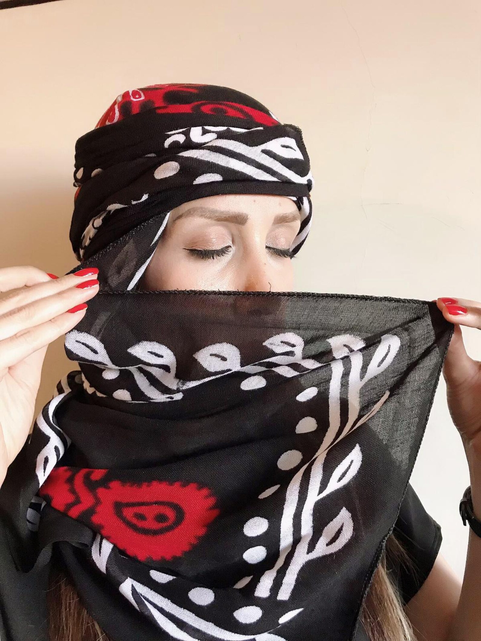 Kurdish Golvani Scarf • Floral Print Cotton Shawl • Ethnic Boho Style ...