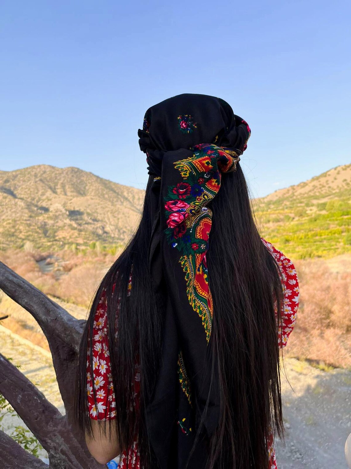 KURDİSH SCARF • Black Kurdish Fashion Scarf • Kurdish Floral Scarf ...