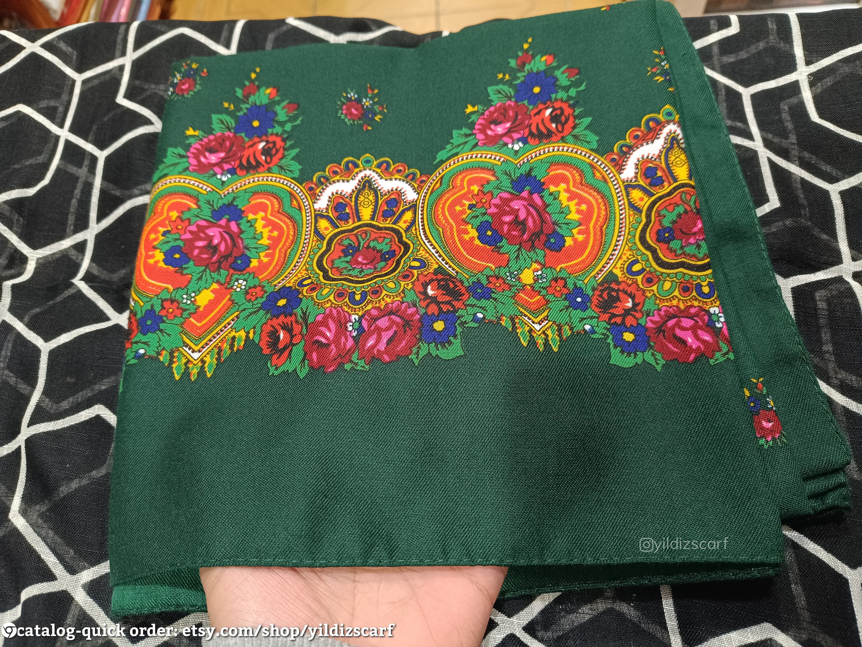 KURDİSH SCARF • Floral Green Thick Scarf • Ethnic Scarf • Bohemian ...