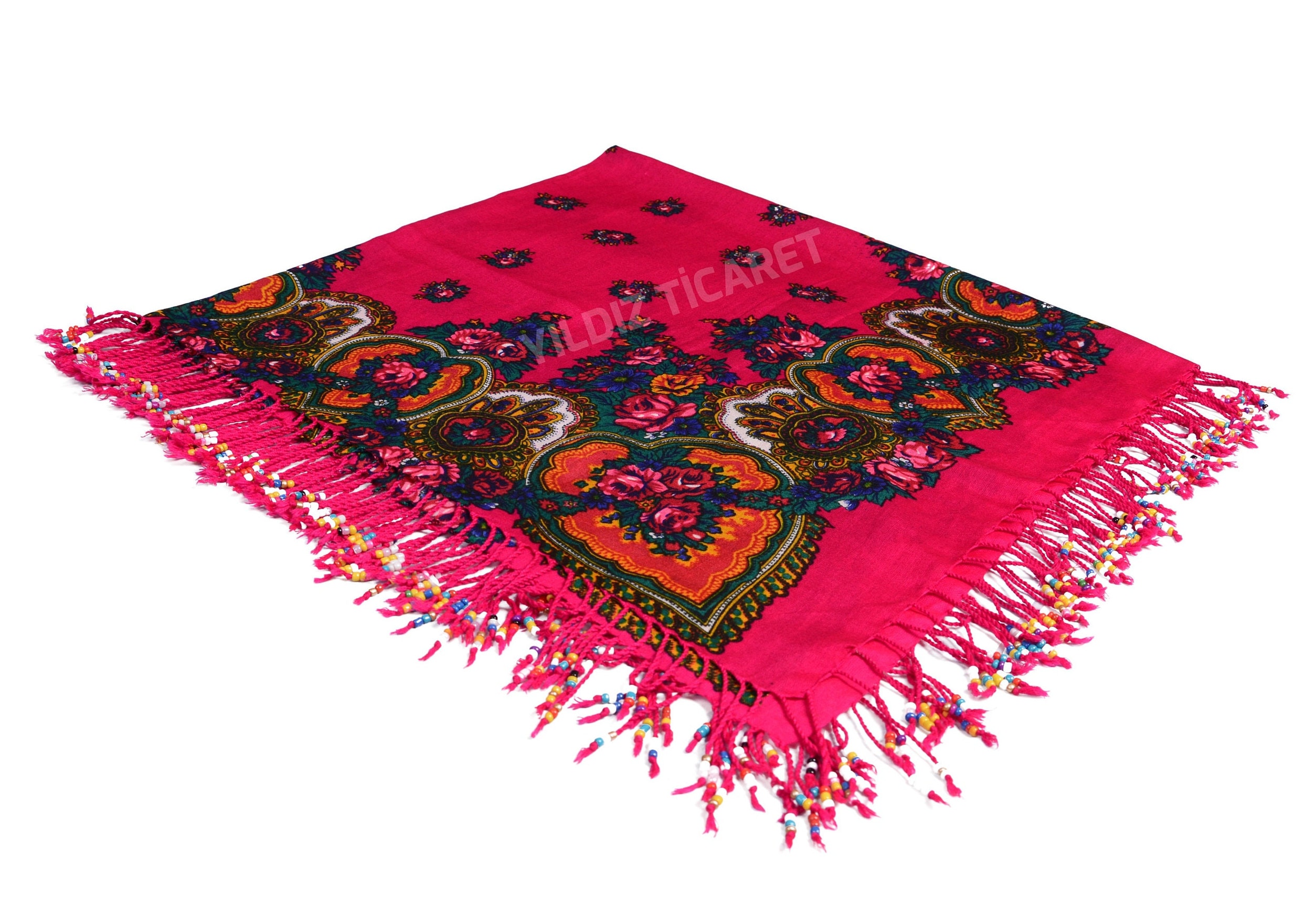 KURDİSH SCARF Beaded Pink Mardin Local Scarf, Kurdish Floral Scarf ...