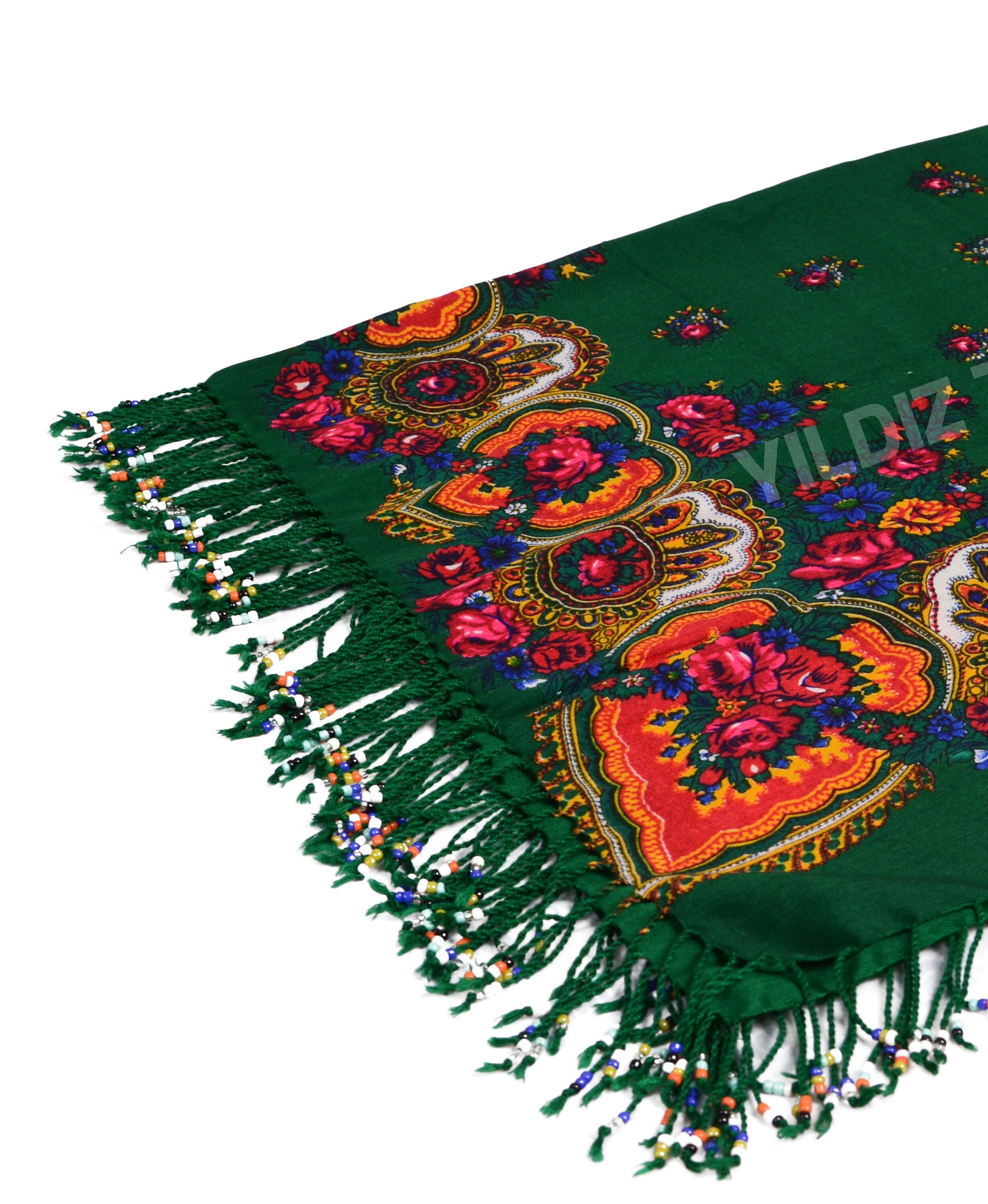 KURDİSH SCARF Beaded Green - Mardin Local Scarf, Kurdish Floral Scarf ...