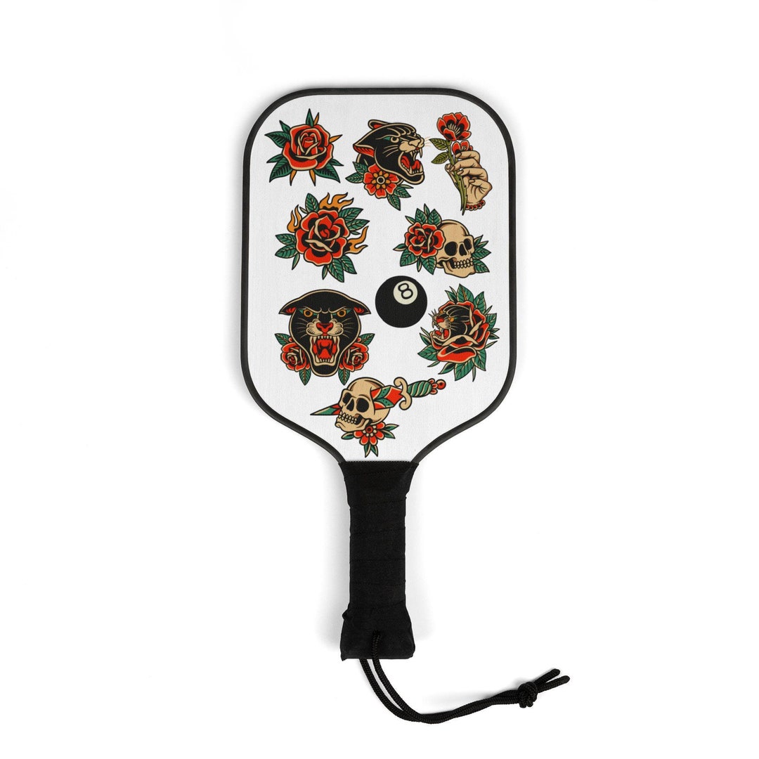 Pickleball Paddle Set Traditional Tattoo Design Paddles Unique Custom ...